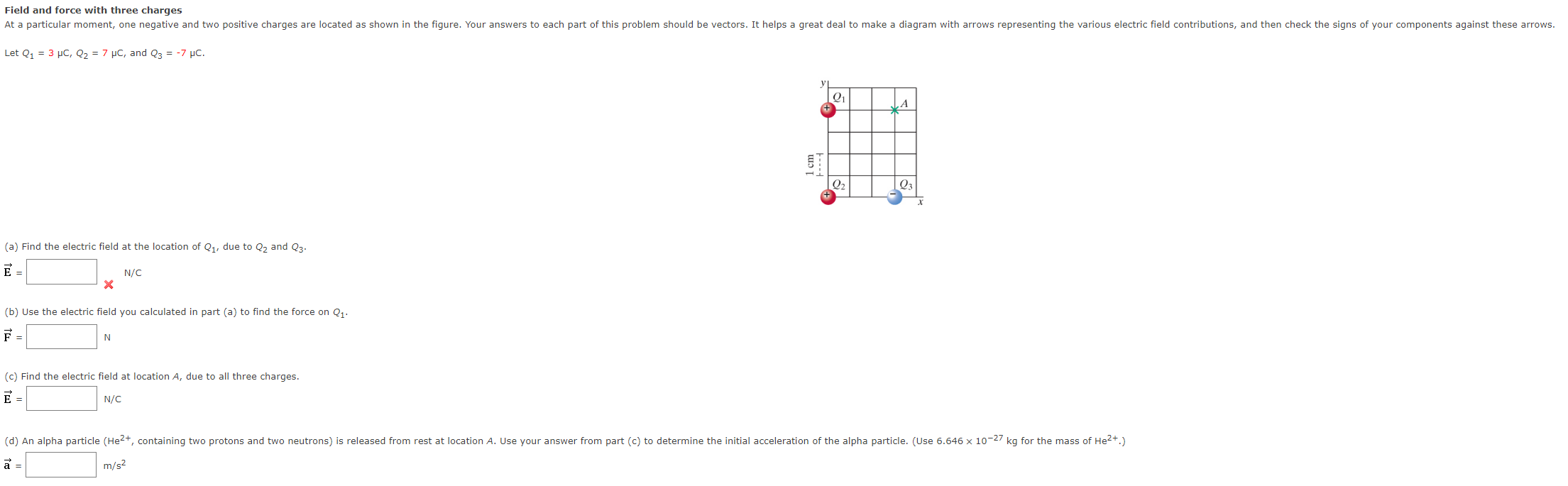 Solved Field and force with three charges ﻿Let | Chegg.com