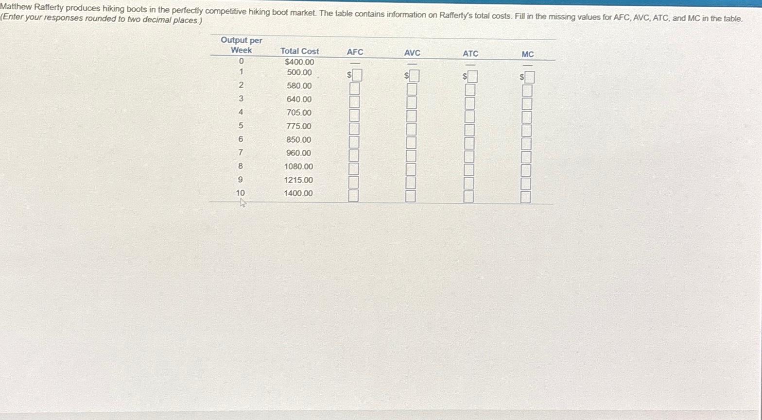 Solved (Enter your responses rounded to two decimal | Chegg.com