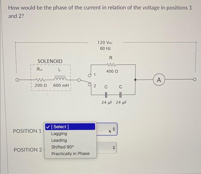 Solved How would be the phase of the current in relation of | Chegg.com