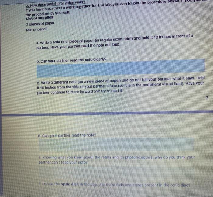 2. How does peripheral vision work? If you have a | Chegg.com