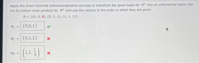 Solved Apply the Gram-Schmidt orthonormalization process to | Chegg.com