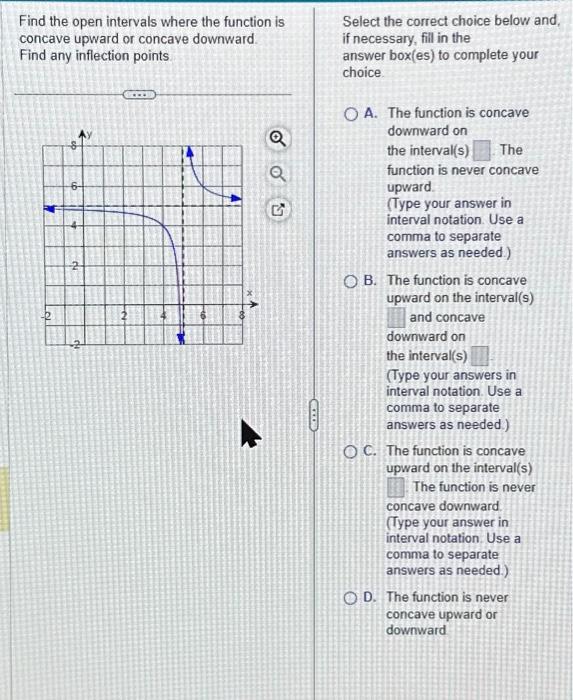 Solved Find the open intervals where the function is concave | Chegg.com