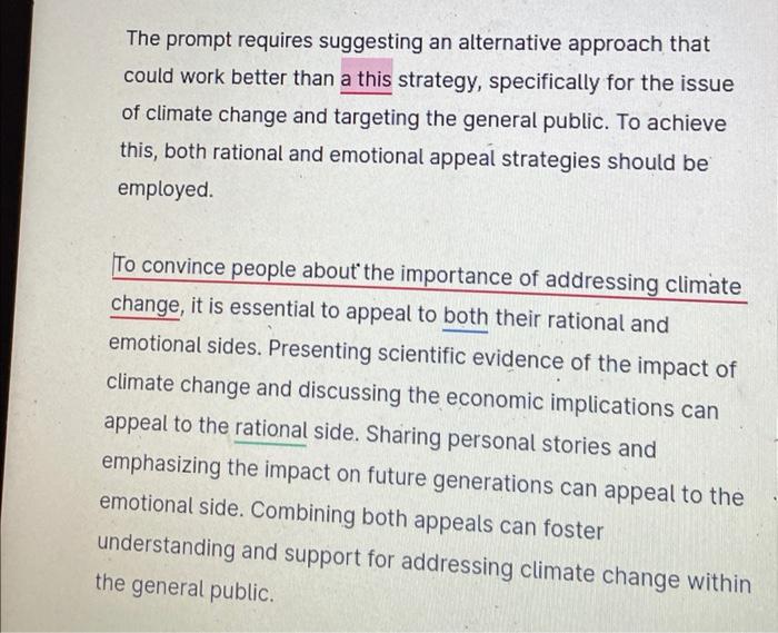 Solved The prompt requires suggesting an alternative | Chegg.com