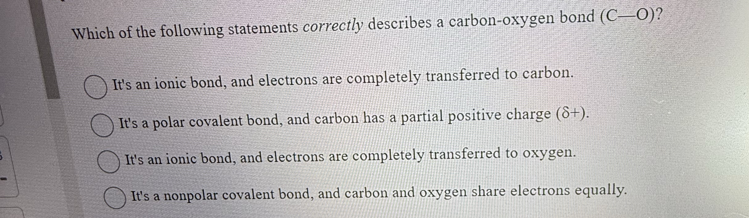 Solved Which of the following statements correctly describes | Chegg.com