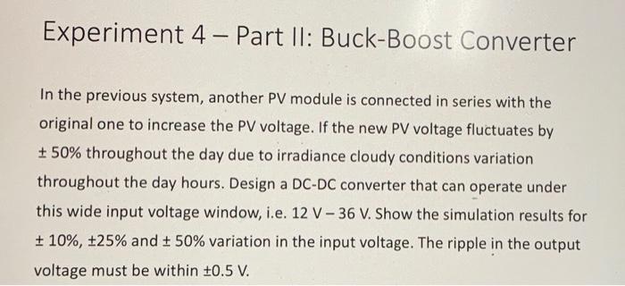 Solved Experiment 4-Part II: Buck-Boost Converter In the | Chegg.com
