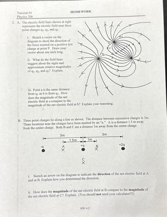 Solved Tutorial #4 Physics 206 2. A. The electric field | Chegg.com