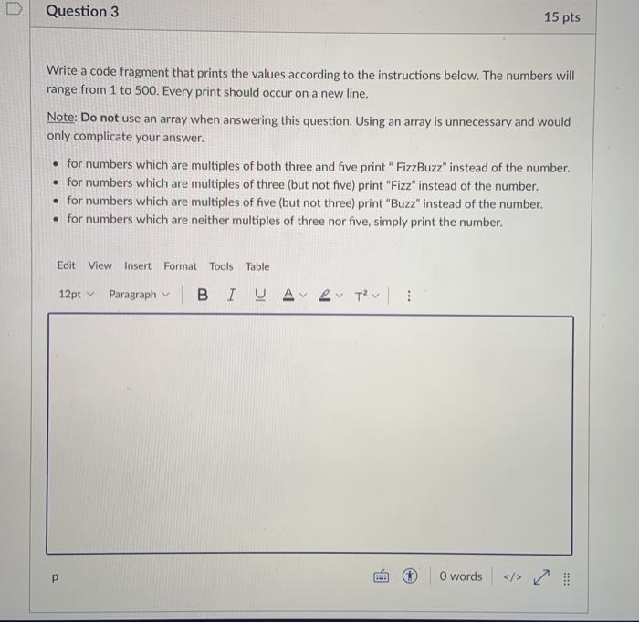 Solved Write a code fragment that prints the values | Chegg.com