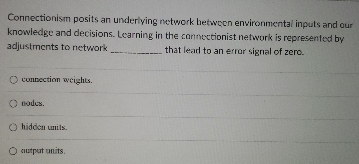 Solved Connectionism posits an underlying network between | Chegg.com