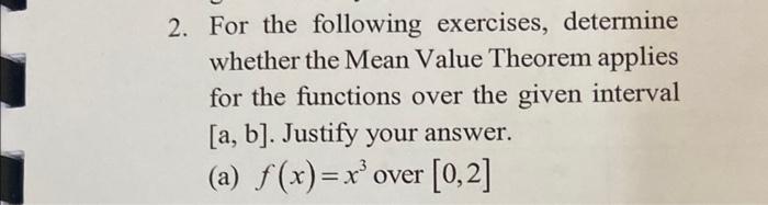 Solved 2. For the following exercises, determine whether the | Chegg.com