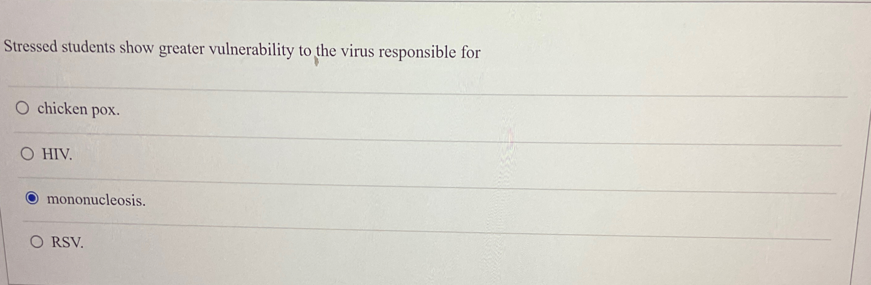 Solved Stressed students show greater vulnerability to the | Chegg.com