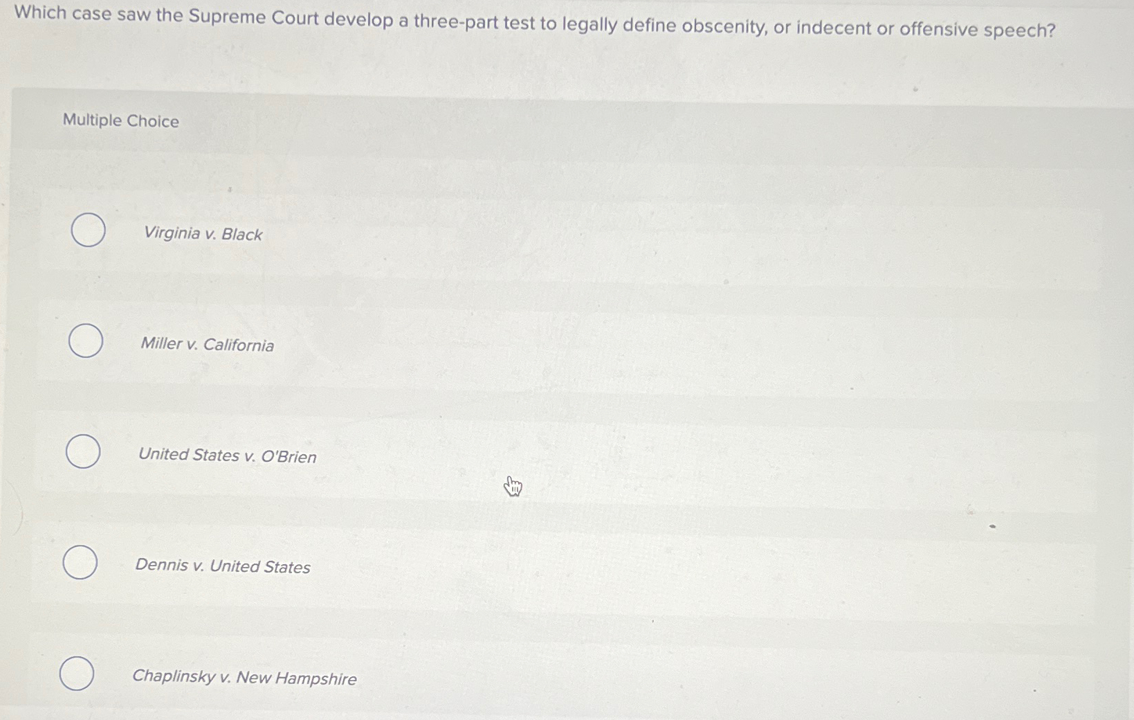Solved Which case saw the Supreme Court develop a three-part | Chegg.com