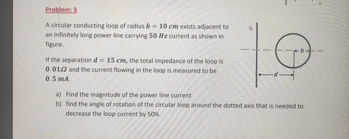 Solved Problem: 3A circular conducting loop of radius b=10cm | Chegg.com