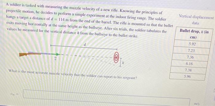 Solved A soldier is tasked with measuring the muzzle | Chegg.com