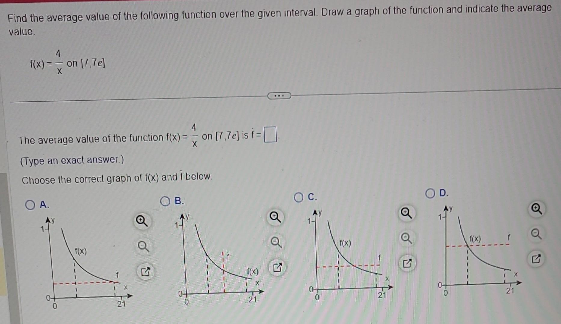 Solved Find the average value of the following function over | Chegg.com