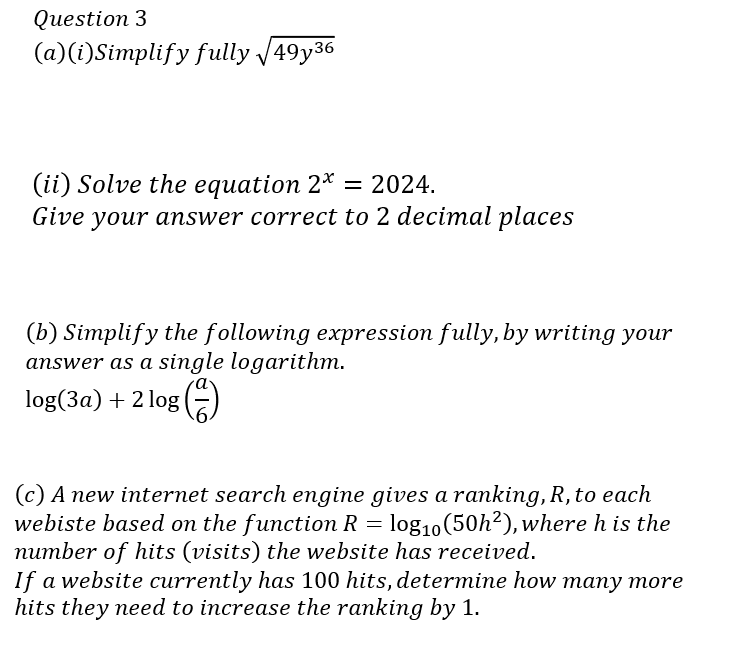 Solved Question 3(a)(i)Simplify fully 49y362(ii) ﻿Solve the | Chegg.com