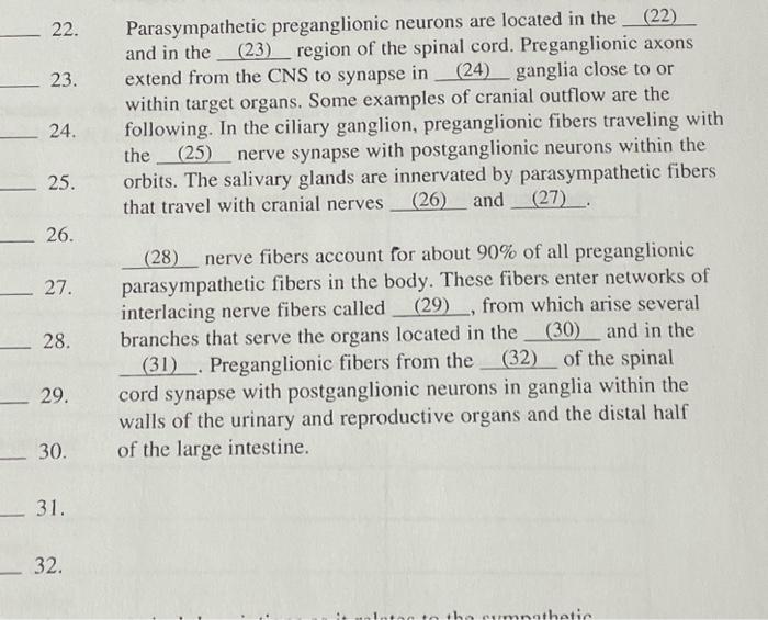 Solved 1 Sympathetic Preganglionic Fibers Arise From Cell