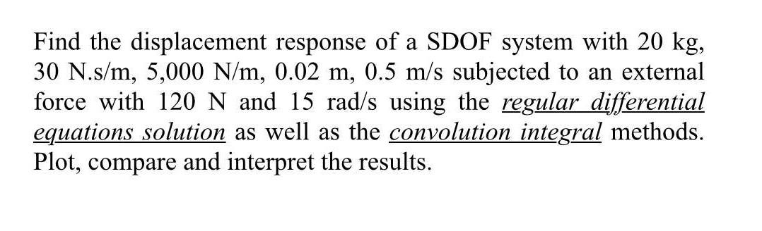Solved Find the displacement response of a SDOF system with | Chegg.com