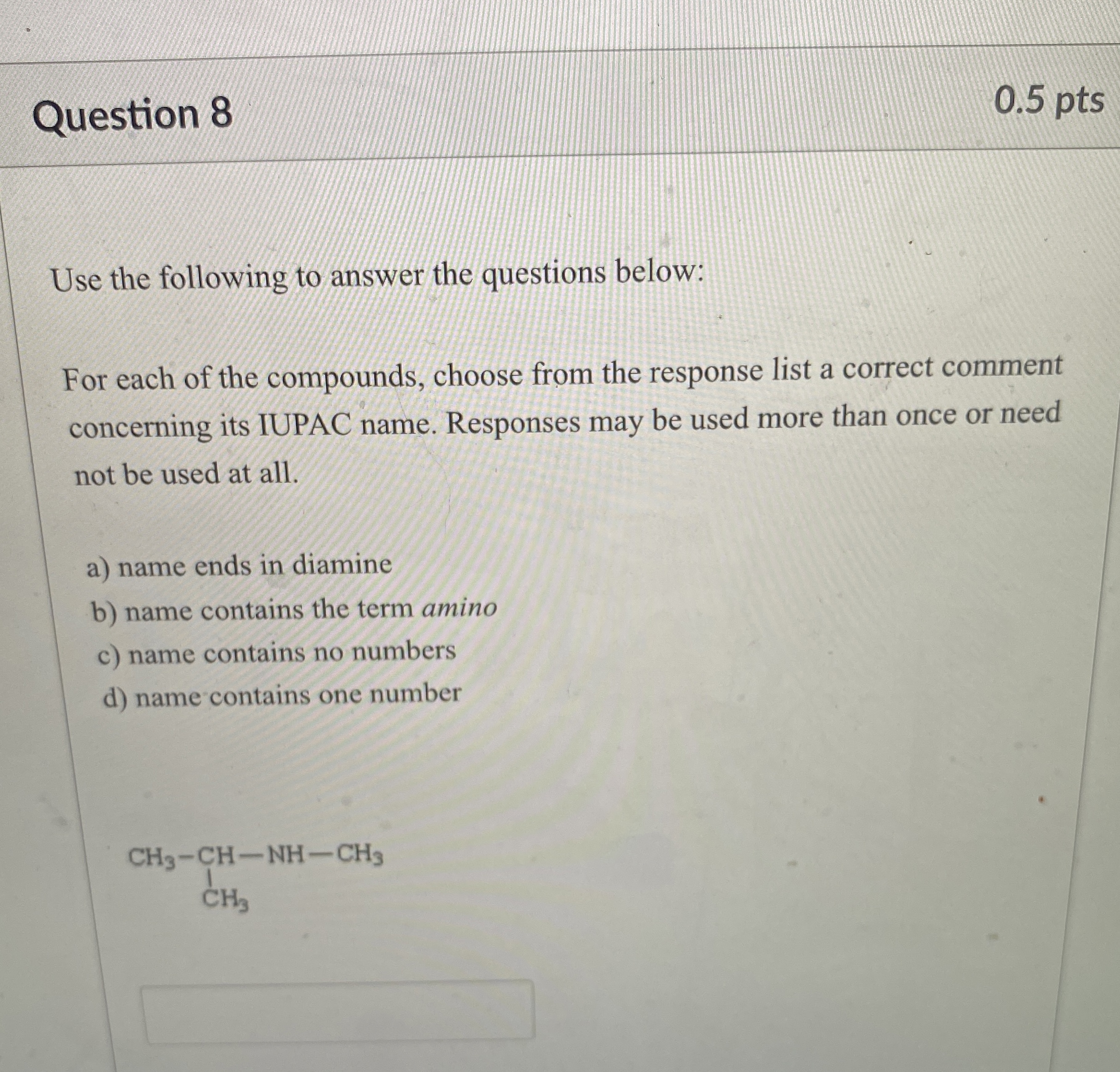 Solved Question 80.5 ﻿ptsUse the following to answer the | Chegg.com