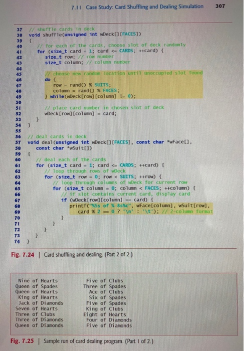 Solved Implementing the Card Shuffling and Dealing Program | Chegg.com