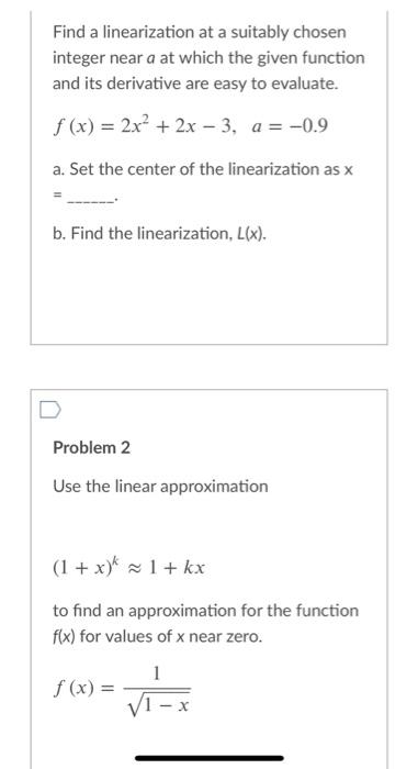 Solved Find a linearization at a suitably chosen integer | Chegg.com