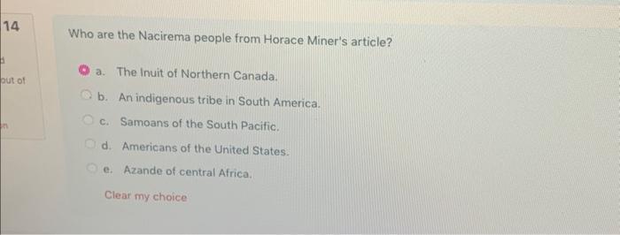 Who are the Nacirema people from Horace Miner's | Chegg.com