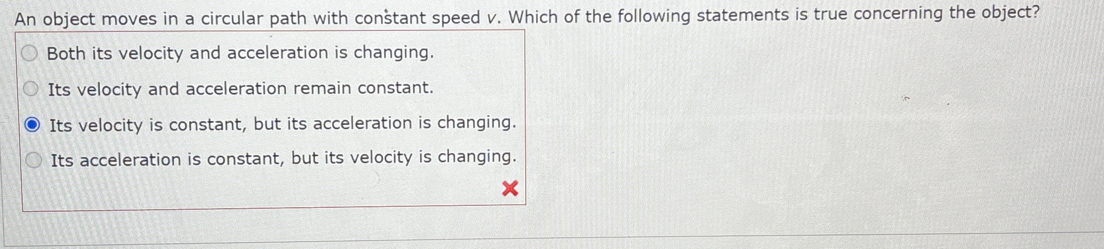 Solved An object moves in a circular path with constant | Chegg.com