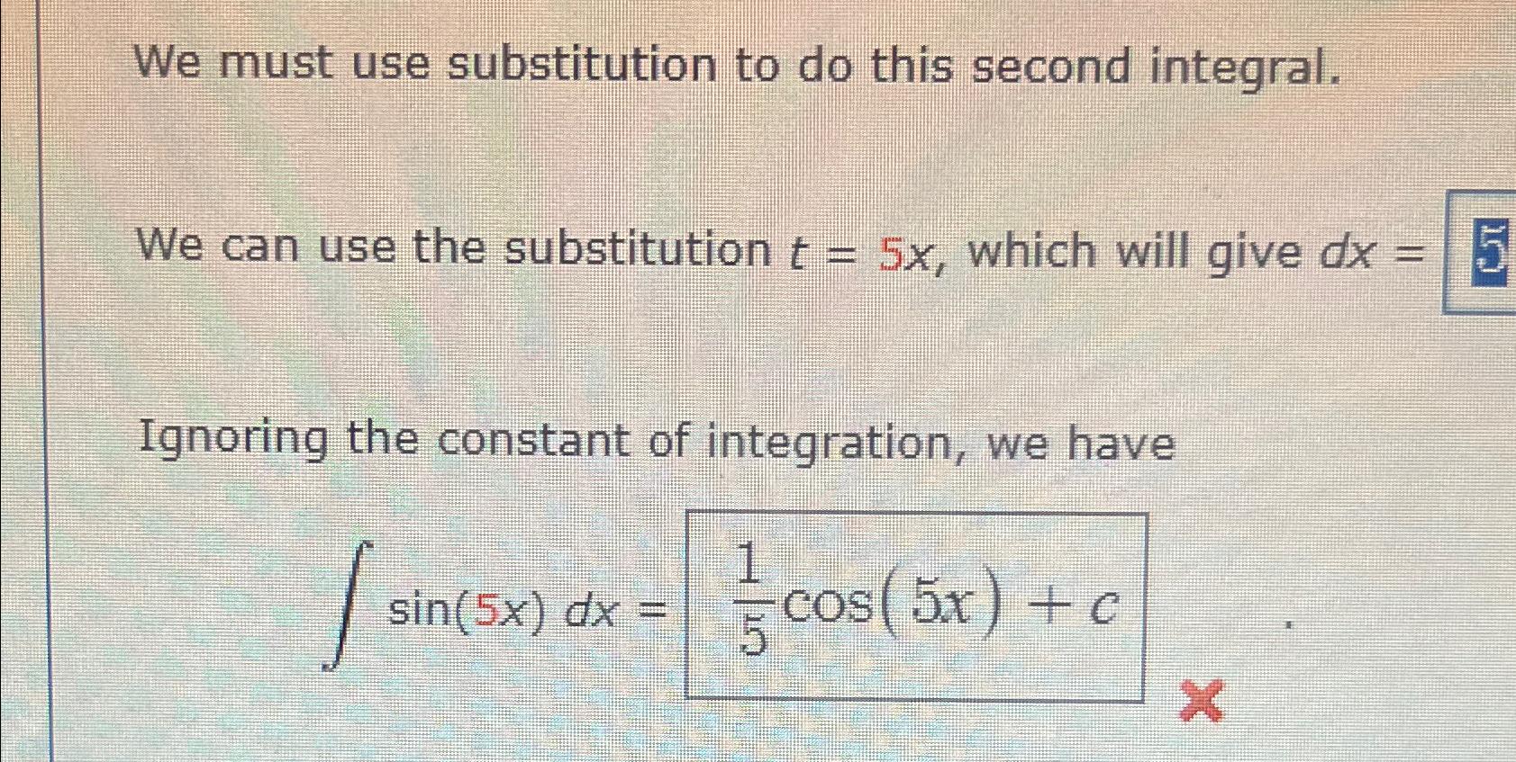 Solved We must use substitution to do this second | Chegg.com