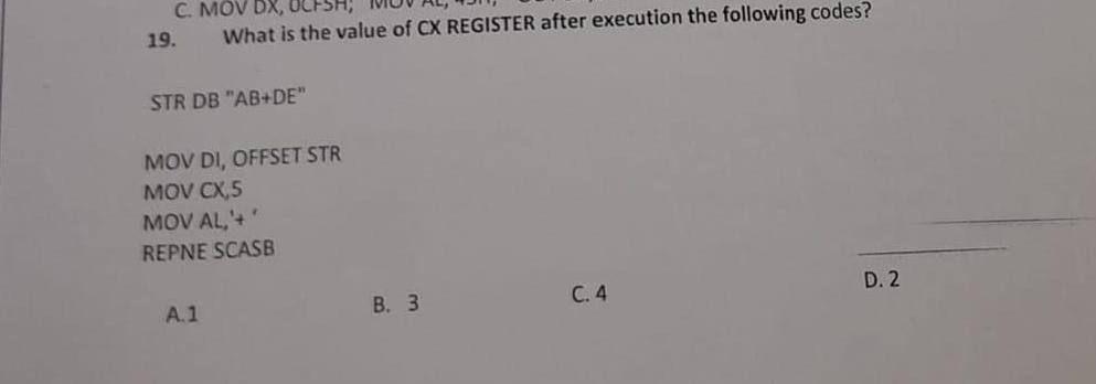 Solved What is the value of CX REGISTER after execution the | Chegg.com