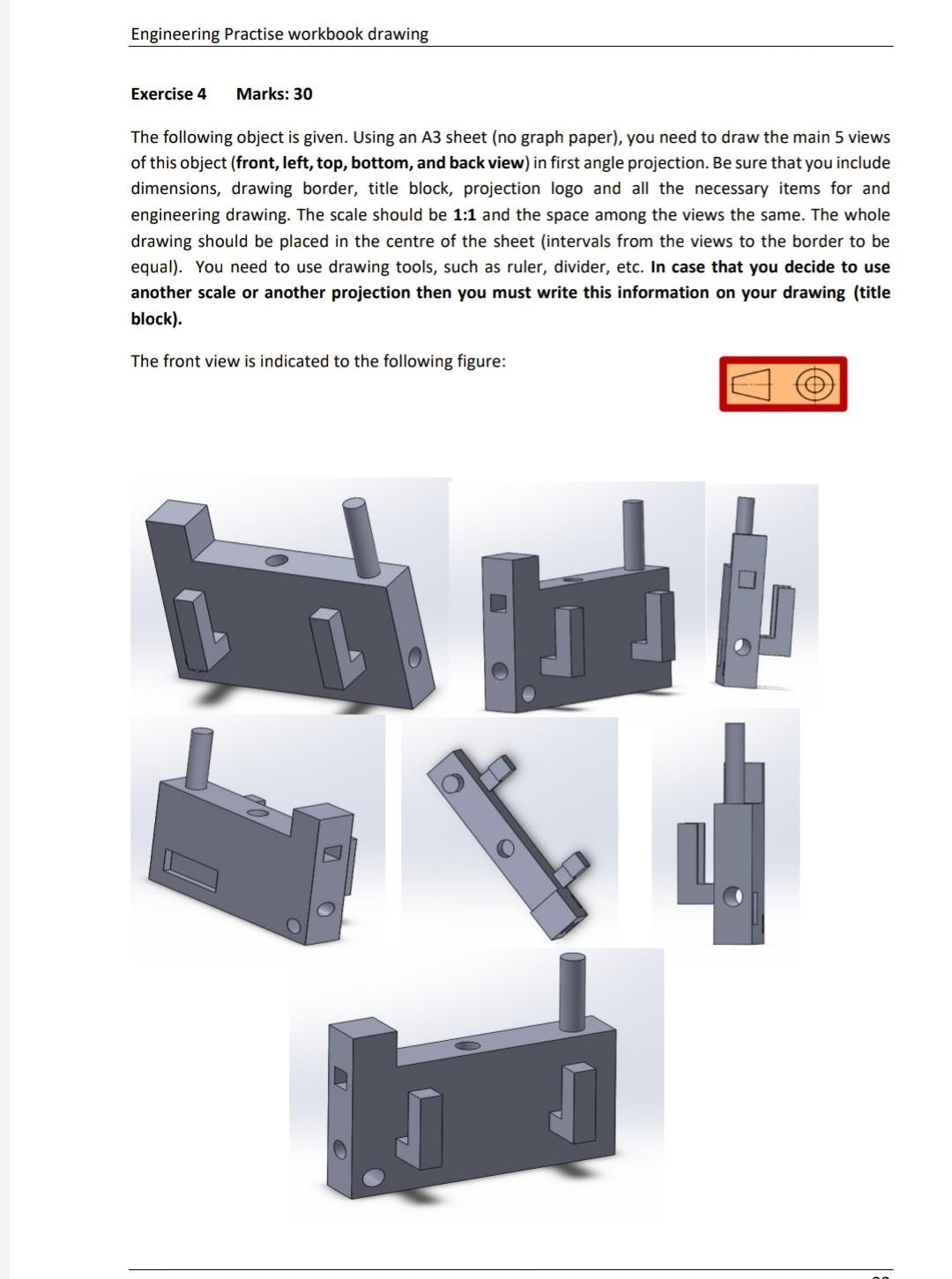 Solved Engineering Practise workbook drawing Exercise 4 | Chegg.com