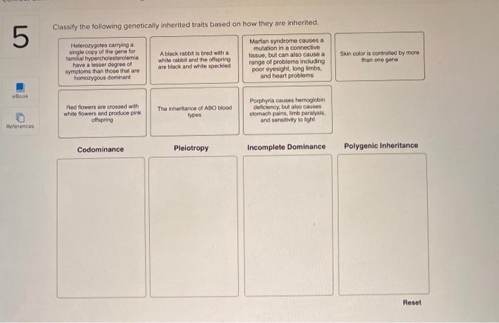 Solved Classify the following genetically inherited traits | Chegg.com