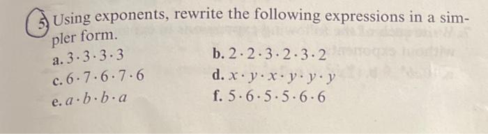 Solved 5.) Using exponents, rewrite the following | Chegg.com