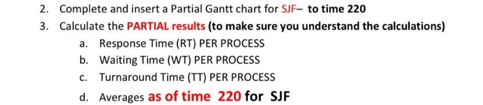Solved 2. Complete and insert a Partial Gantt chart for | Chegg.com