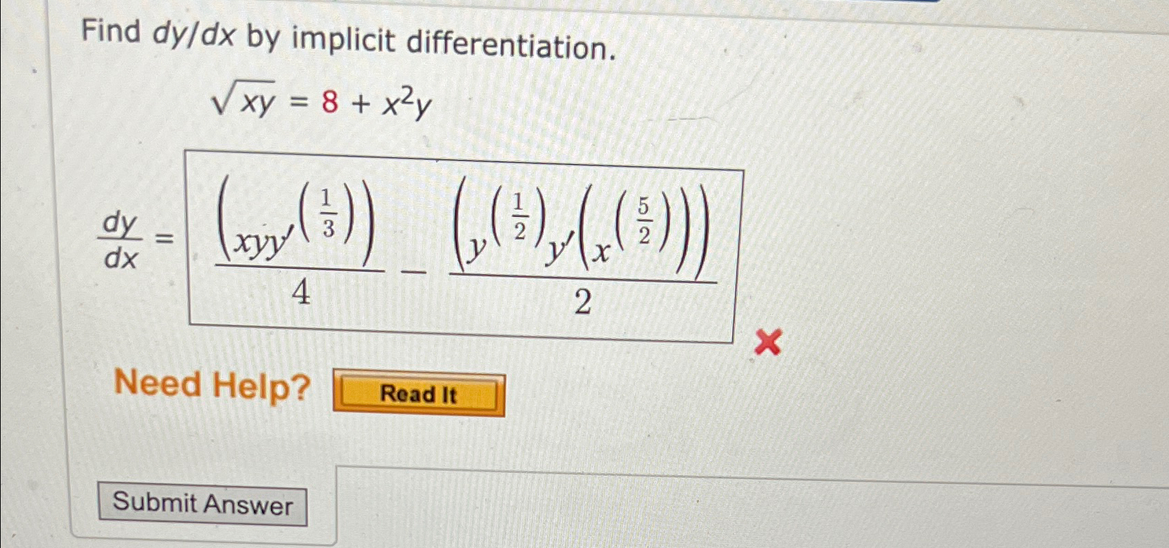 Solved Find dydx ﻿by implicit | Chegg.com
