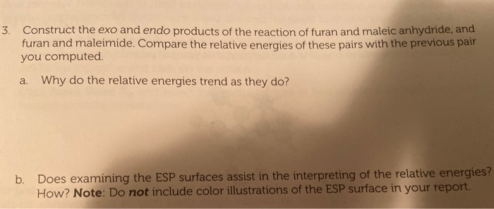 Solved 3. Construct the exo and endo products of the | Chegg.com