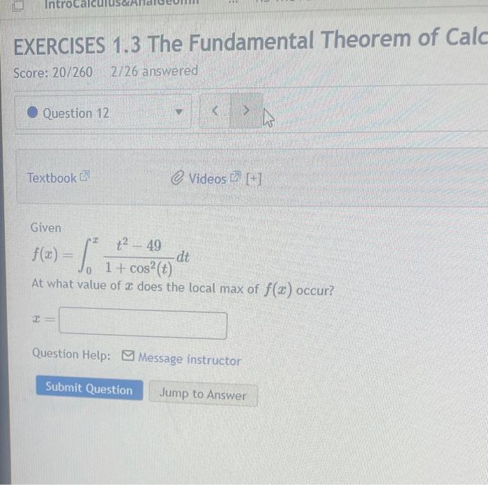 Solved EXERCISES 1.3 The Fundamental Theorem of Calculus | Chegg.com