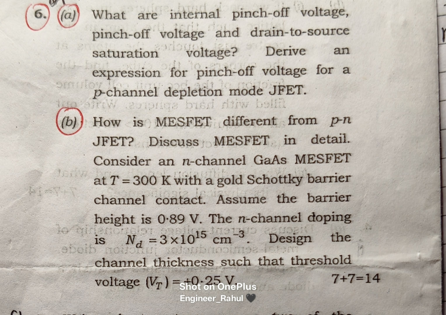 (a) ﻿What are internal pinch-off voltage, pinch-off | Chegg.com