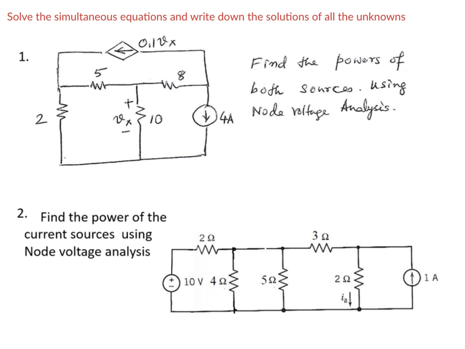 Solved Solve the simultaneous equations and write down the | Chegg.com