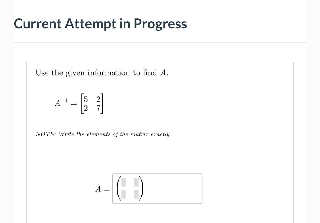 Solved Current Attempt in ProgressUse the given information | Chegg.com