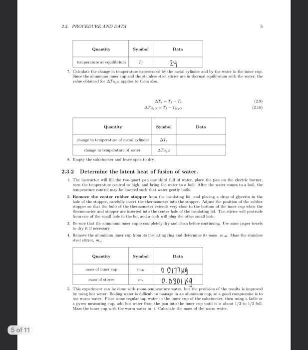 Solved IAB 2 SPECIFJC AND IATEN HFATS (PHYS ICO') bole. | Chegg.com