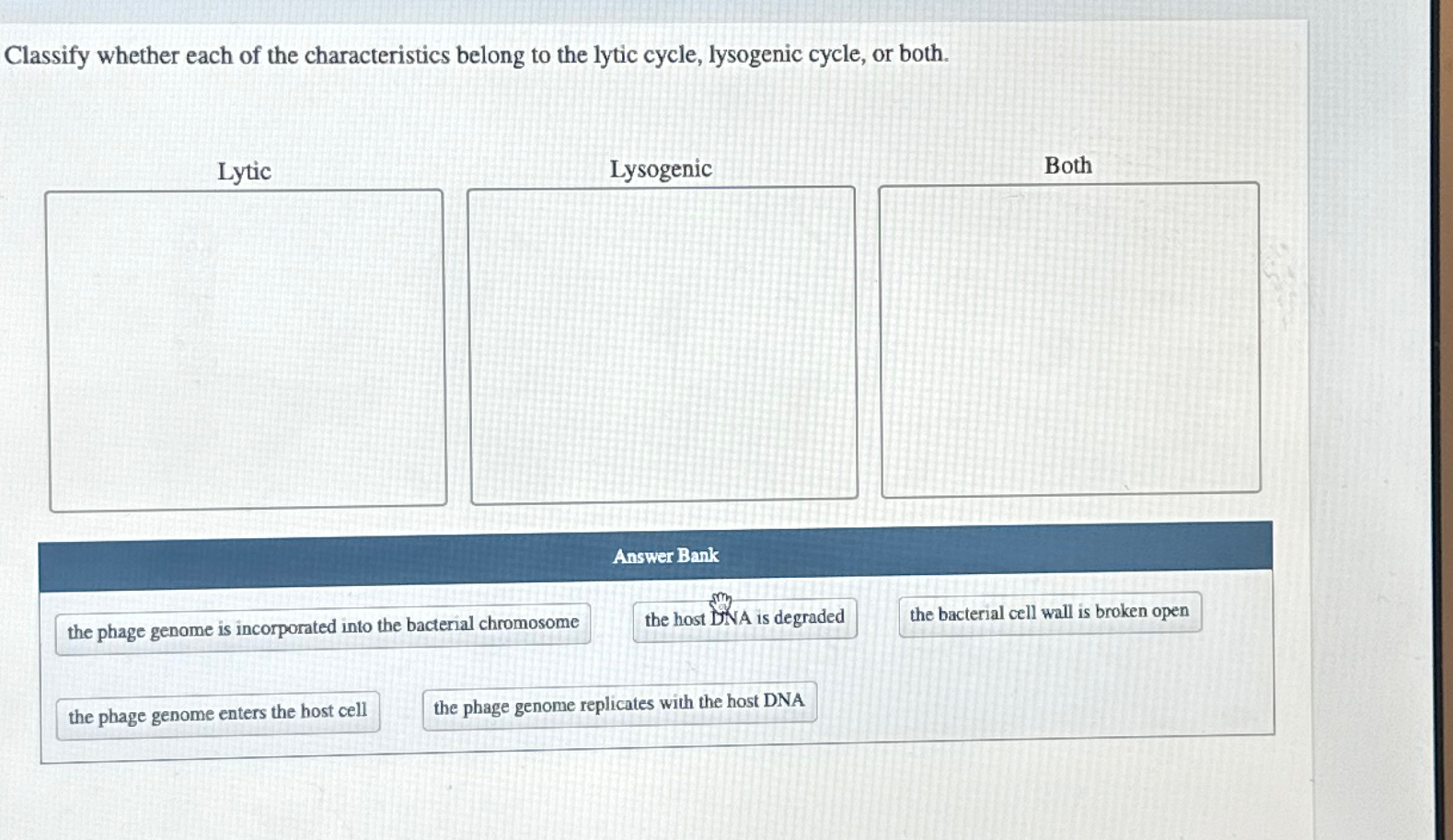Solved Classify whether each of the characteristics belong | Chegg.com