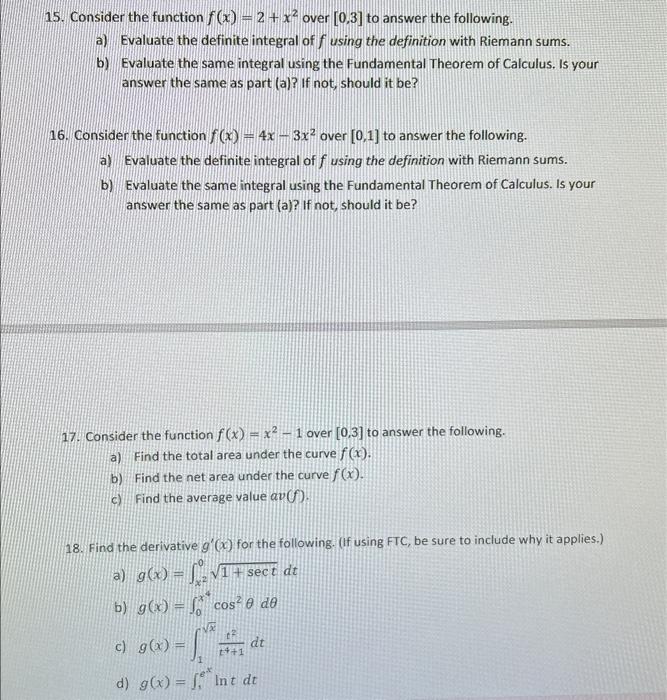 Solved 15 Consider The Function F X 2 X2 Over [0 3] To