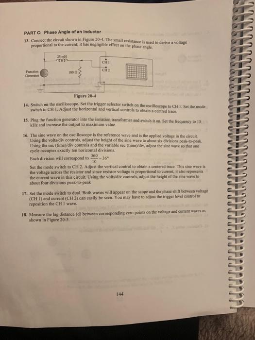 Solved PART C: Phase Angle of an Inductor 13. Connect the | Chegg.com