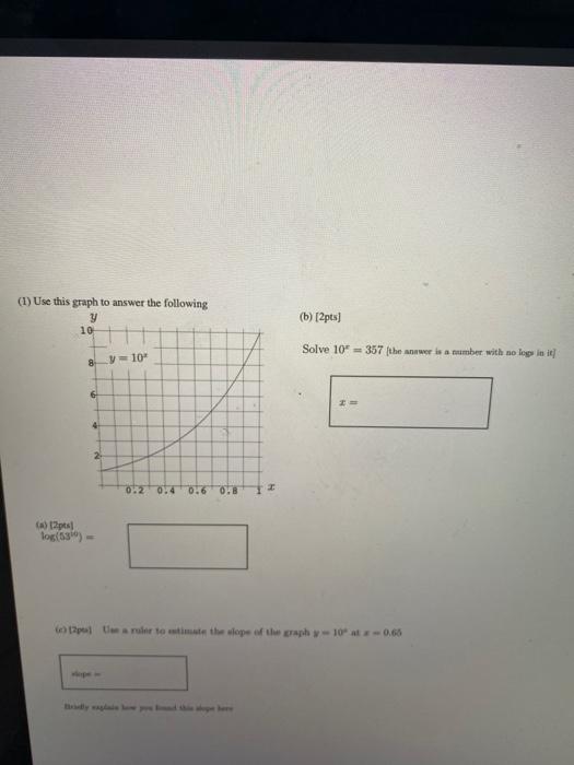 Solved (1) Use this graph to answer the following y 10 (b) | Chegg.com