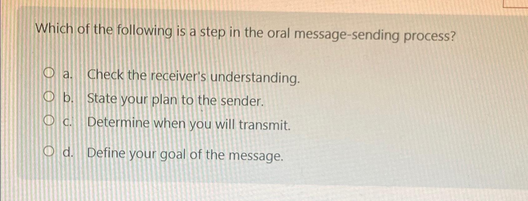 Solved Which of the following is a step in the oral | Chegg.com