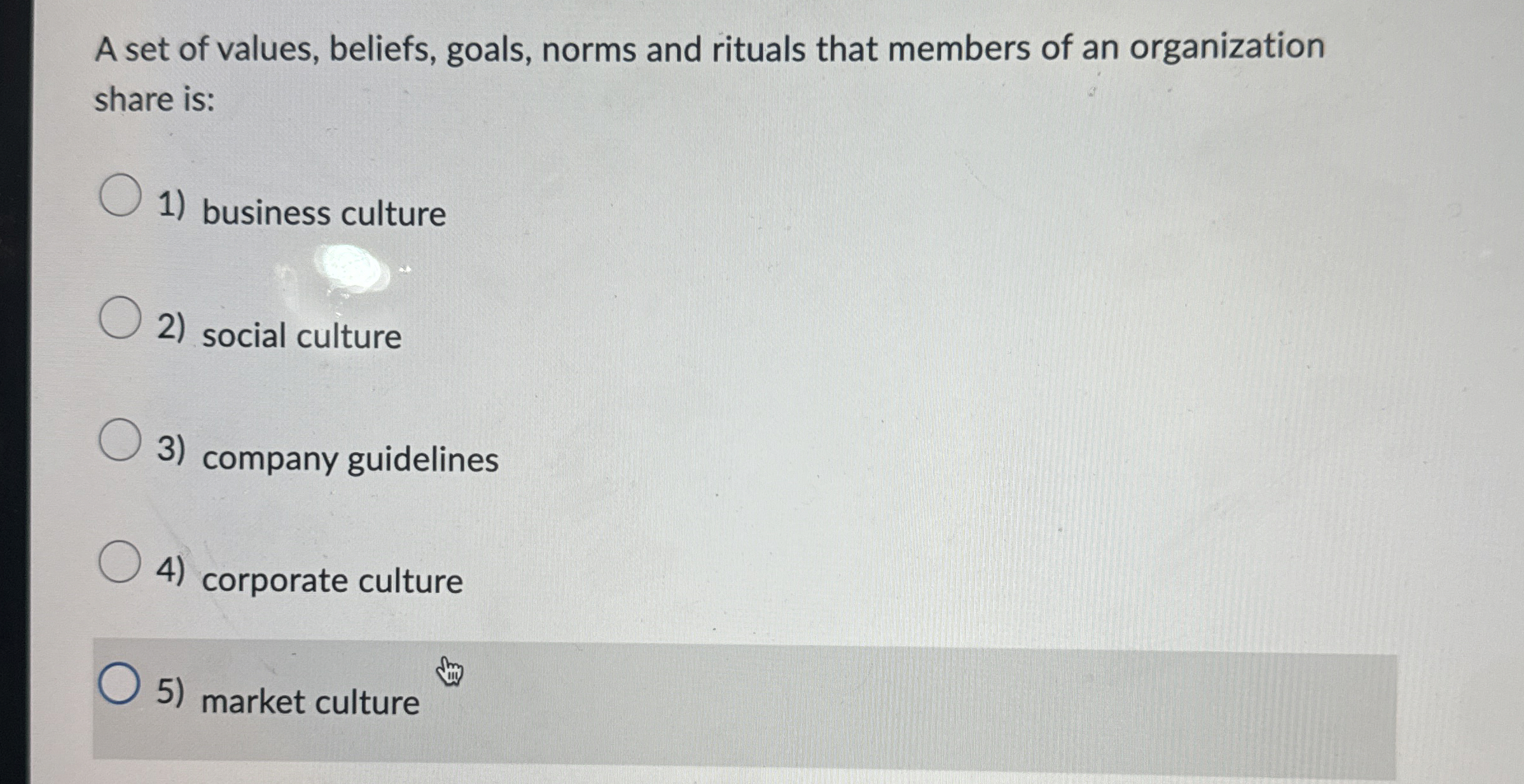 Solved A set of values, beliefs, goals, norms and rituals | Chegg.com
