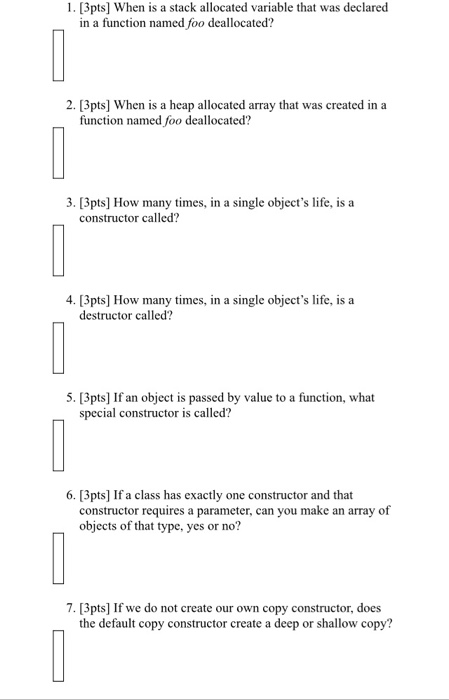 Solved 1. [3pts) When is a stack allocated variable that was | Chegg.com