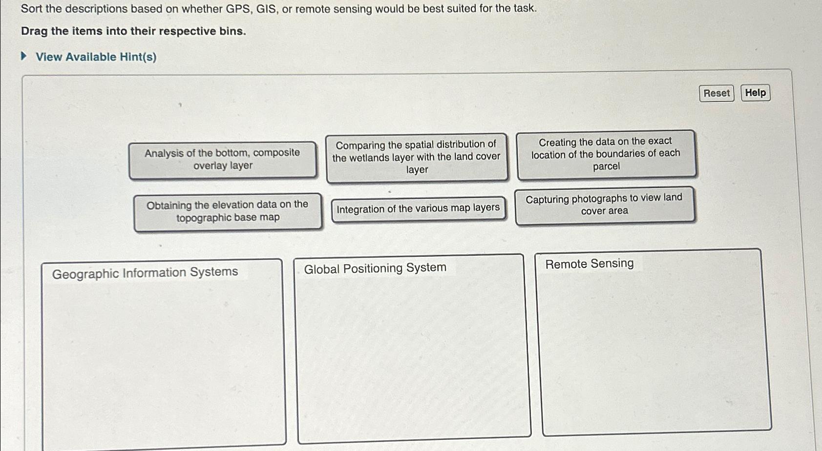 Solved Sort the descriptions based on whether GPS, ﻿GIS, or | Chegg.com
