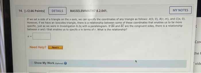 Solved If we set a side of a triangle on the x-axis, we can | Chegg.com