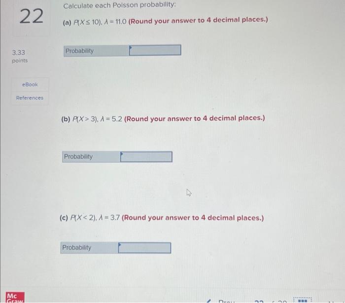 Solved Calculate each Poisson probability: (a) | Chegg.com