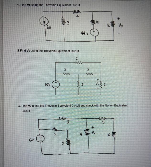 Solved 1. Find Vx using the Thevenin Equivalent Circuit 4 + | Chegg.com